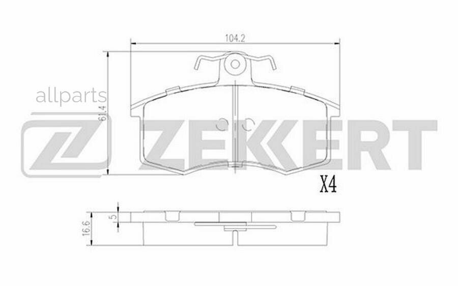 ZEKKERT BS-1927 Колодки торм. диск. передн. Lada Samara (2113 2114) 86- Granta (2191) 14- Kalina (2192 2194) 13-