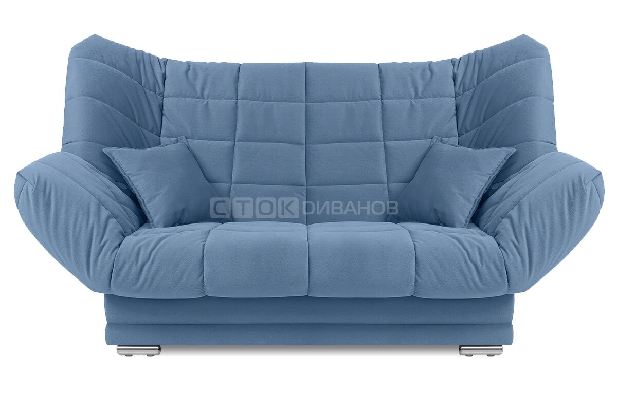 Диван Сток Диванов Марко Blue голубой, механизм клик-кляк, съёмный чехол, велюр антикоготь
