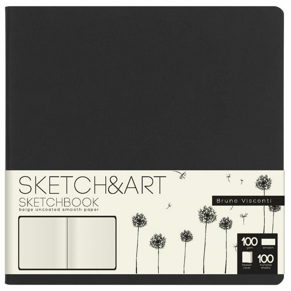 Скетчбук Sketch&Art "Original", 145х145 мм, 100 листов, бежевый блок, 100 г, книжный переплет, мягкий, черный (1-506/01)
