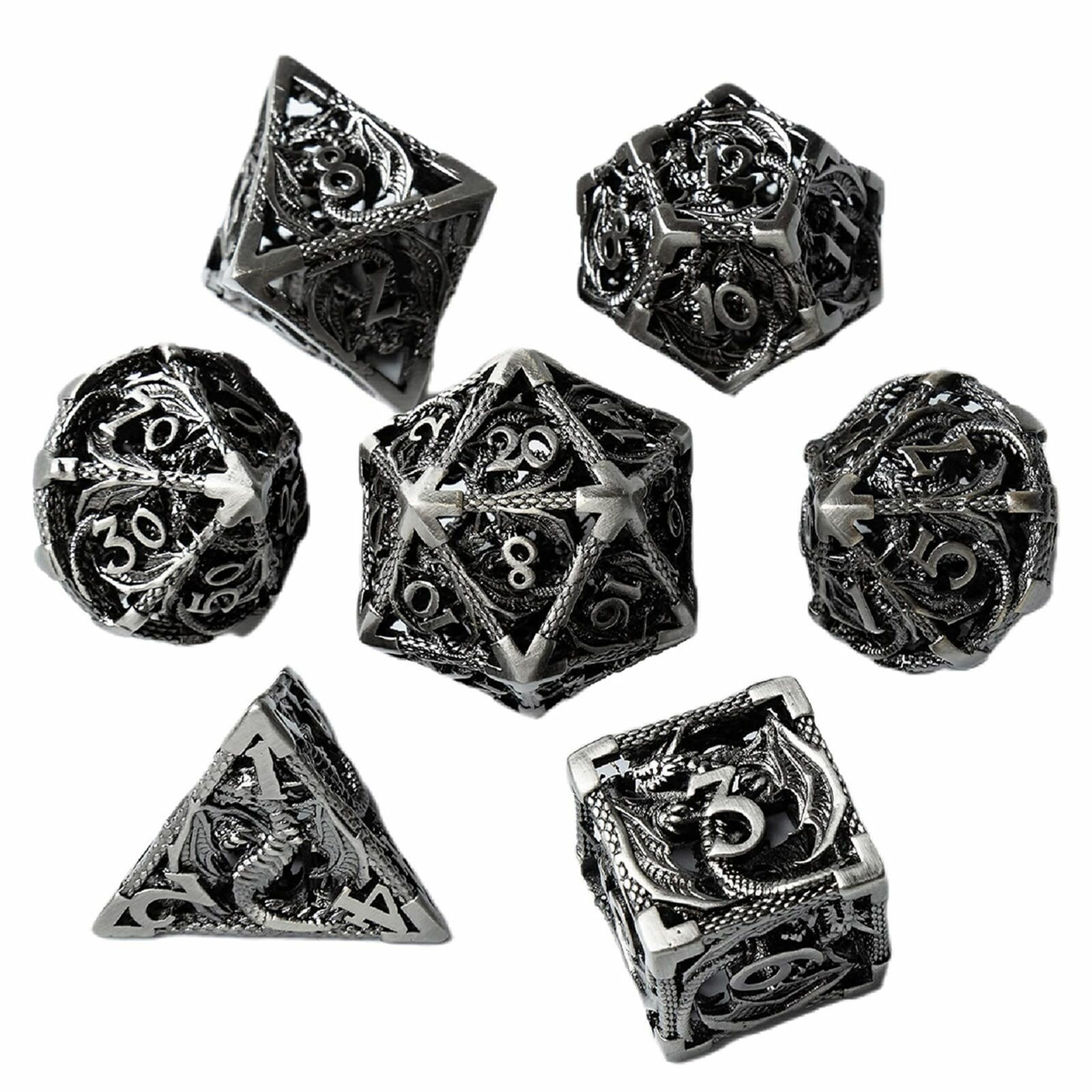 Кубики для DnD (ДнД) 7 шт Металлические , Кости игральные Дайсы, Классический набор дайсов Dungeons & DragonsРолевая игра , Pathfinder, настольные игры