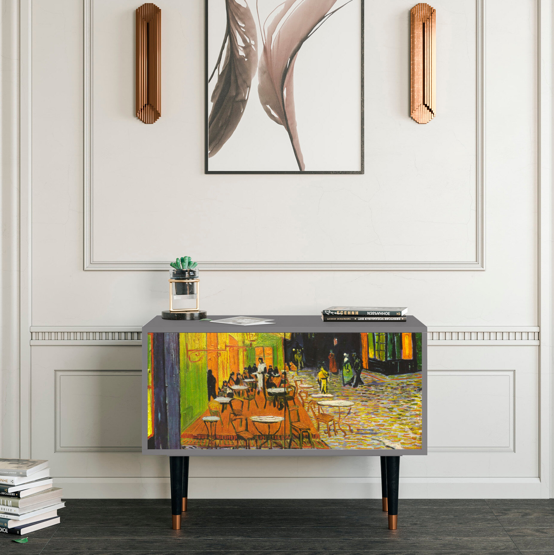 Комод - STORYZ - S1 Café Terrace at Night by Vincent van Gogh, Размер - 94 x 69 x 48 см, Цвет корпуса - , Серый