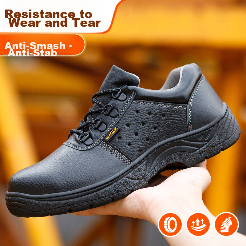 Laoguanjia Safety Shoes for Men, Summer Breathable Steel Toe Anti-Smashing Anti-Puncture Waterproof Oil-Resistant Work Functional Shoes 114 39