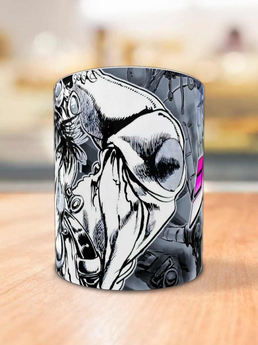 Кружка "Jojo's Bizzare Adventure манга Хирохиро Араки" Обнял, керамика, белая, с принтом, 330мл
