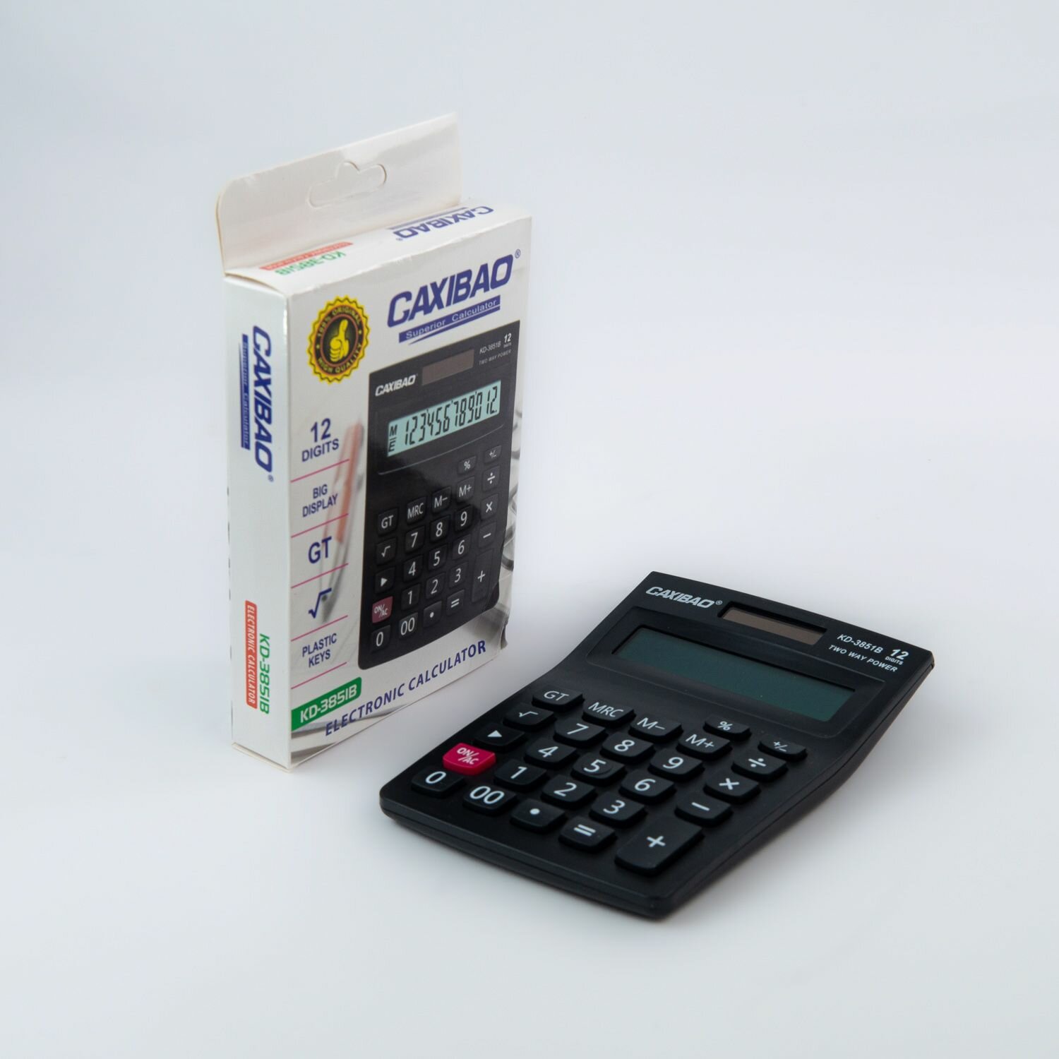 Настольный калькулятор MiKSiK, 12 разрядов, питание от батарейки, черный