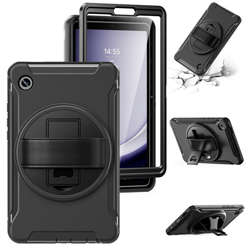 Чехол для Samsung Galaxy Tab A9 / Самсунг Галакси Таб А9 8.7", глянцевая поверхность, металл, пластик, защита камеры, ударопрочный, Samsung, Samsung Galaxy Tab A9, чехол-кардиомонитор, black