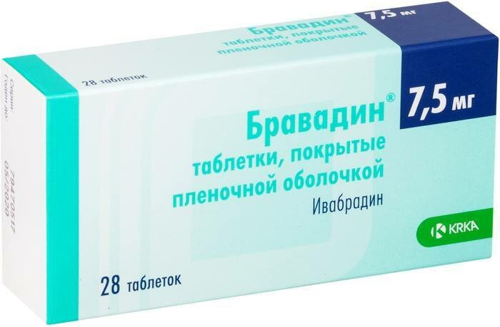 Бравадин, таблетки покрыт. плен. об. 7.5 мг, 28 шт.