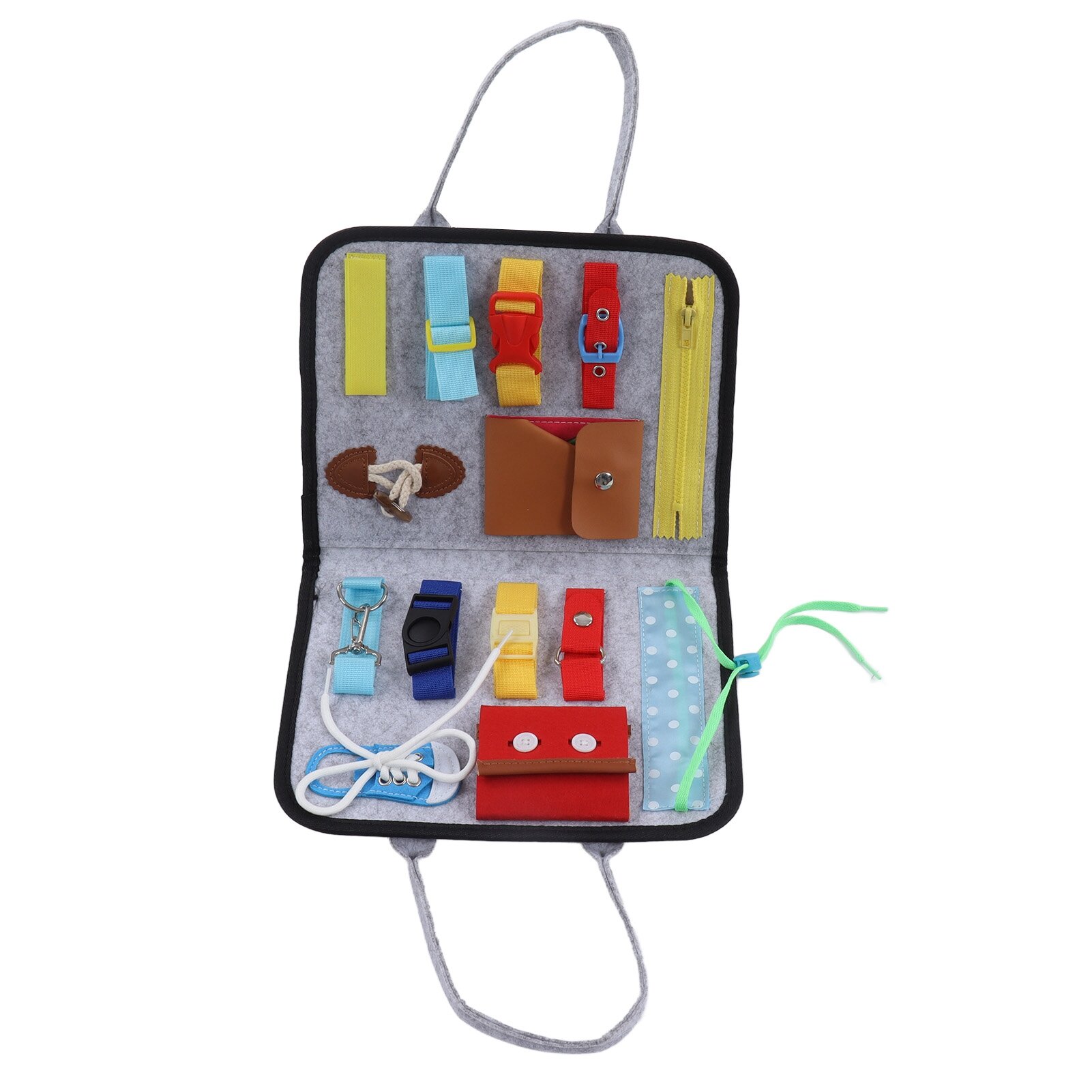 Обучающая доска для малышей с цифрами и буквами, игрушка, детская обувь на молнии, кружевная сенсорная доска с карманами и карманами