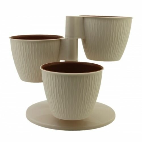 Цветочный каскад Ливингрин "Пирамида" 3 горшка, цвет Пудра, с вкладками