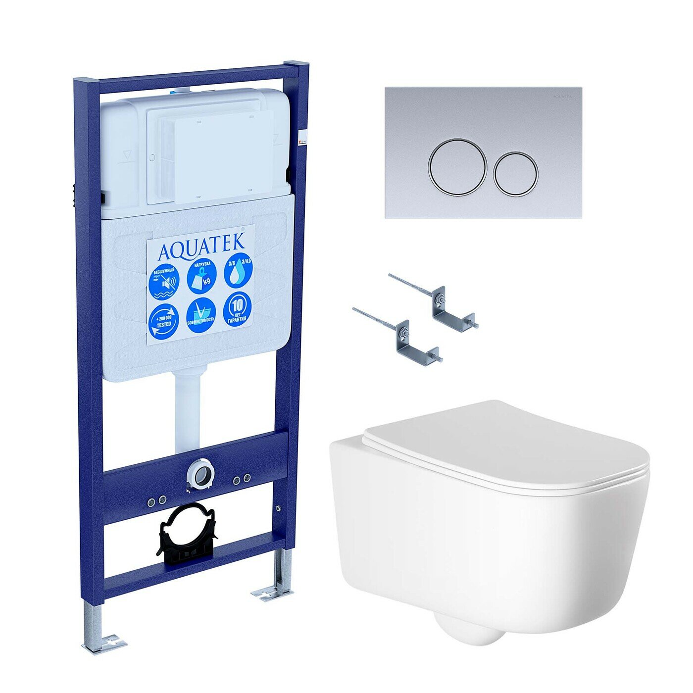 Унитаз с инсталляцией Акватек Лугано SET AQUATEK ЛУГАНО-019 4в1