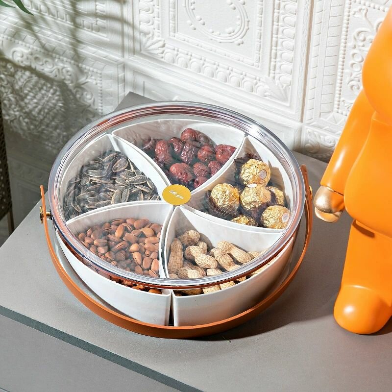 Менажница "Без бренда", пластик, белая, съёмная ручка, 26см, с крышкой