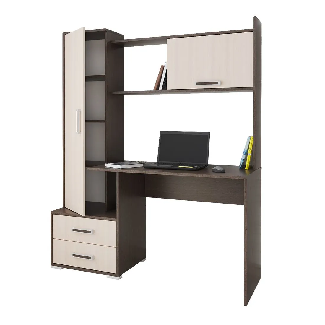 Стол компьютерный Квартет-9 (1400*1716*550) венге/дуб молочный