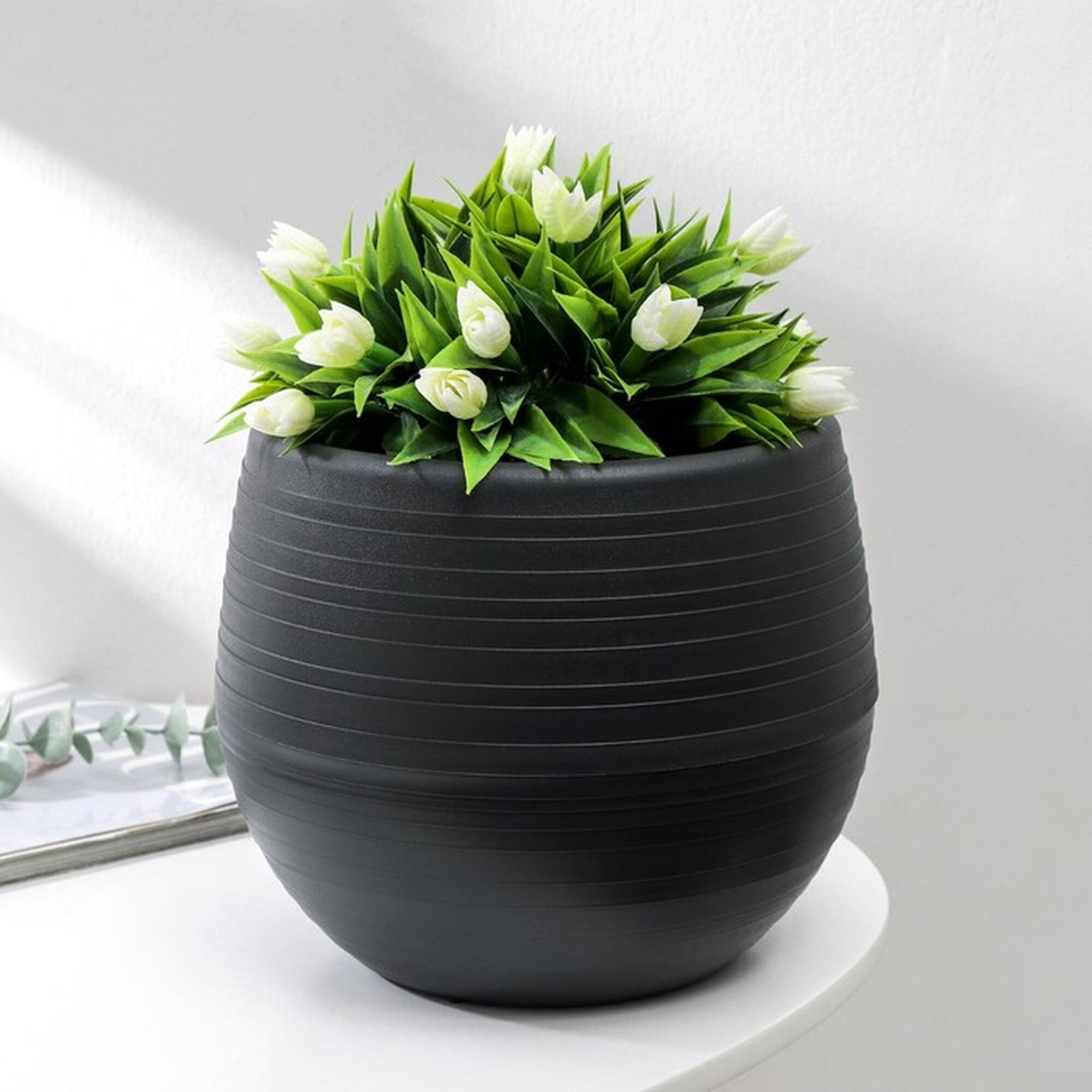 Горшок для цветов Петропласт «Япония», графитовый, пластик, 3 л