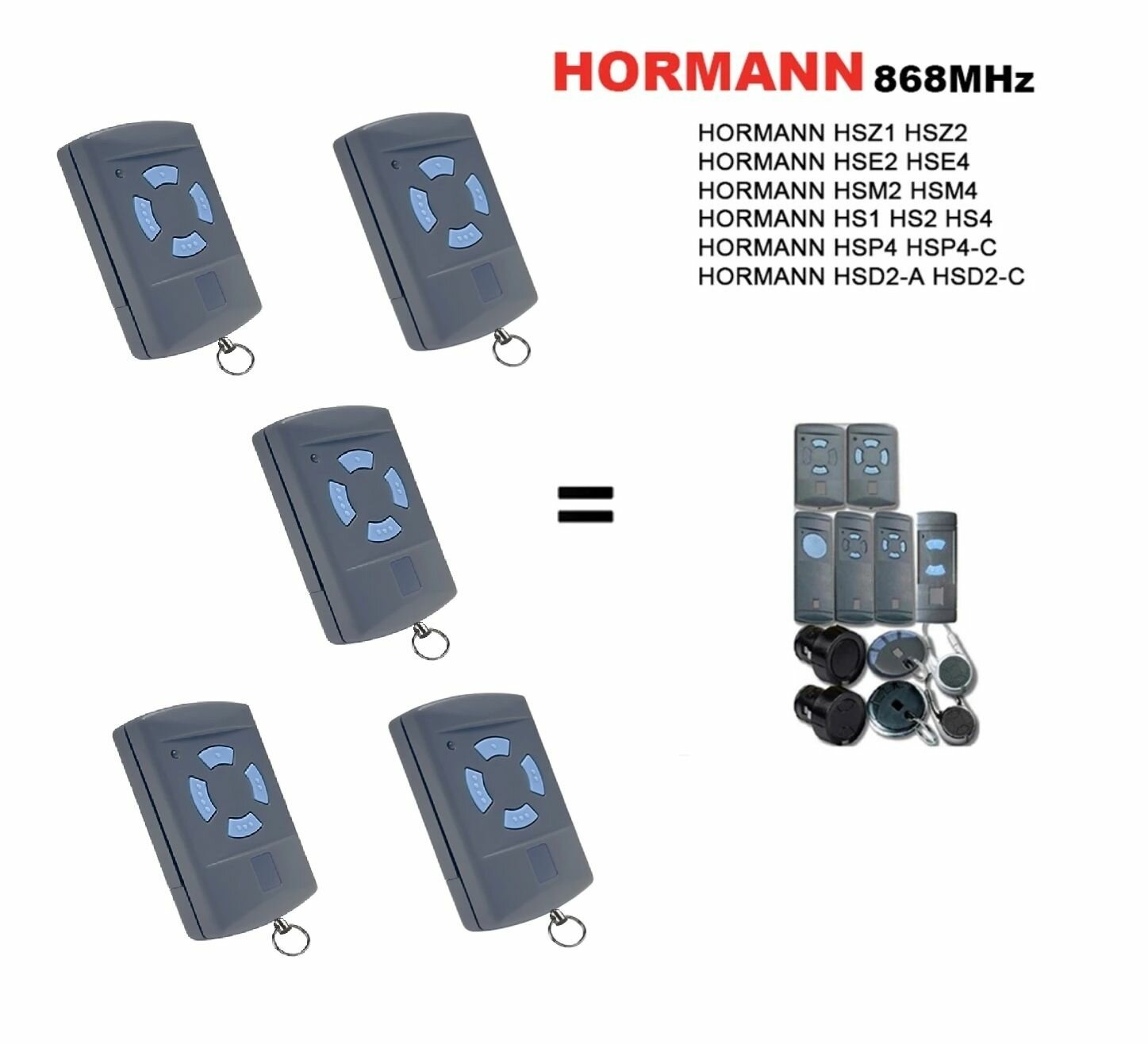 Пульт для ворот и шлагбаумов HORMANN HSM4 868 Мгц, брелок передатчик Хорман 5 штук