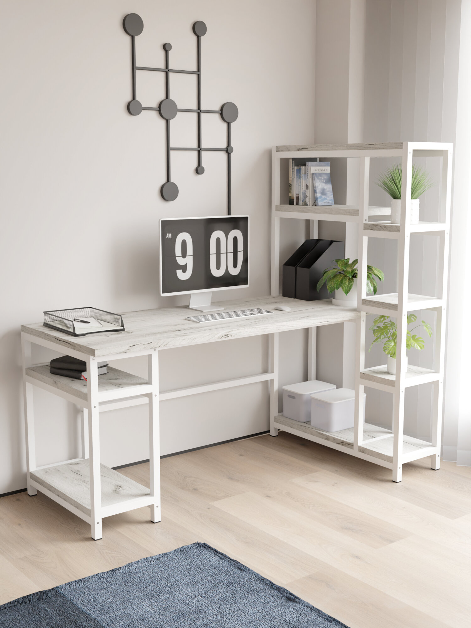 Компьютерный стол Landloft Гордон Loft, угловой, цвет дуб крафт белый