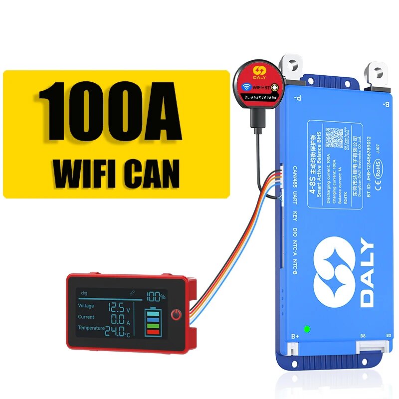 Daly BMS 100A 8S-24S WiFi CAN с LCD 3inch
