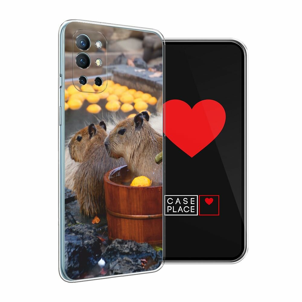 Чехол на OnePlus 9R / ВанПлас 9R с принтом "Капибары отмокают" — фото 1