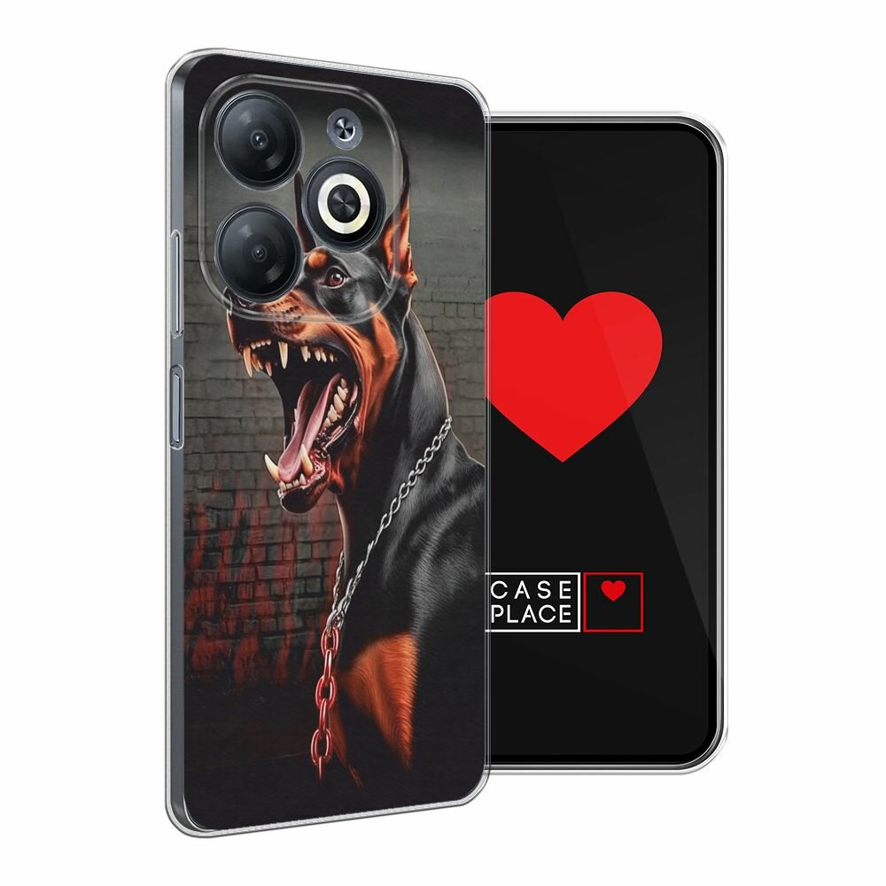 Чехол на Infinix Smart 8/8 HD/HOT 40i / Инфиникс Смарт 8/8 HD/HOT 40i с принтом "Доберман с цепью" — фото 1