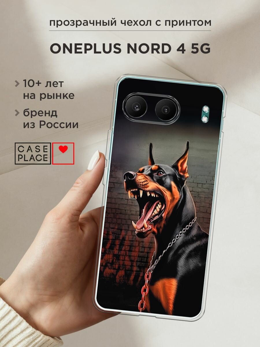 Чехол на OnePlus Nord 4 5G / Ван Плас Норд 4 5G с принтом "Доберман с цепью"