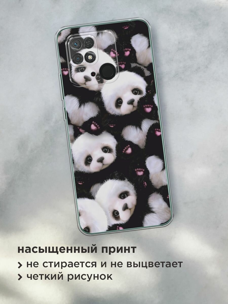 Чехол на Xiaomi Redmi 10C / Сяоми Редми 10C с принтом "Море панд" — фото 1