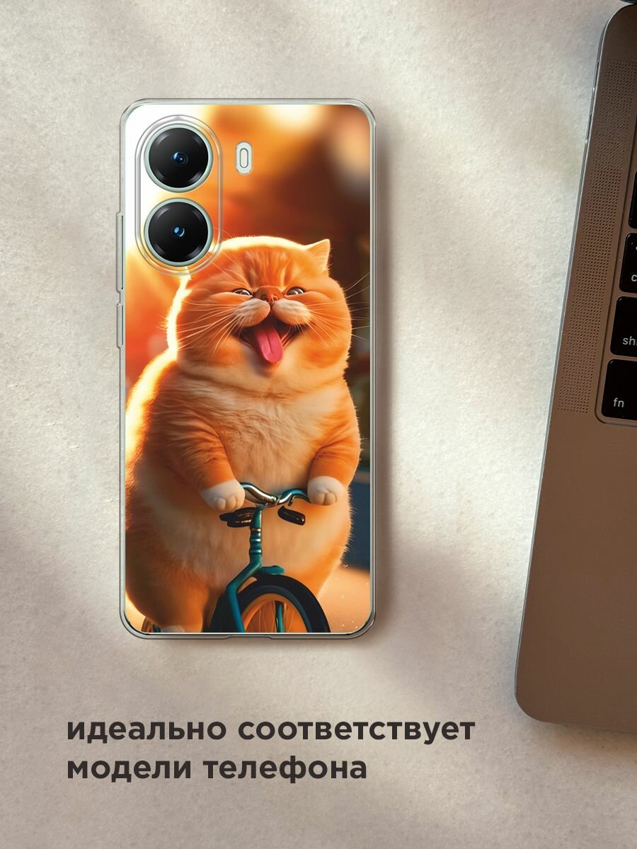 Чехол на Poco X7 Pro / Поко X7 Про с принтом "Кот на велике" — фото 1