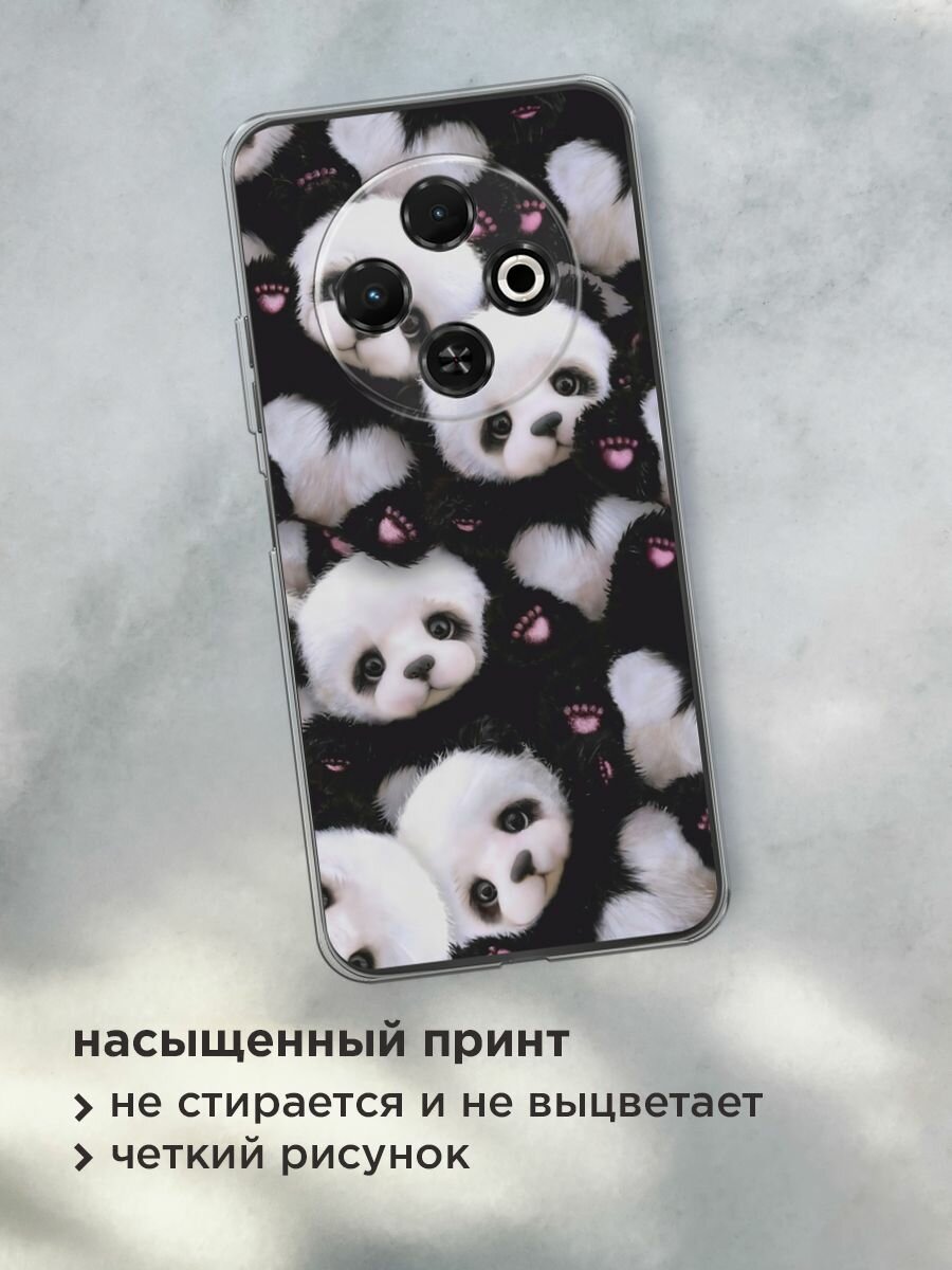 Чехол на Tecno Spark 30C / Текно Спарк 30C с принтом "Море панд" — фото 1