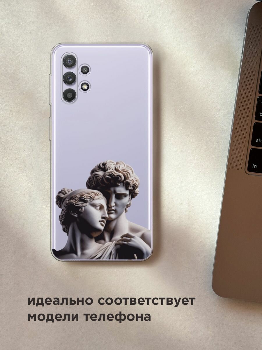 Чехол на Samsung Galaxy A32 / Самсунг Галакси А32 с принтом "Нежные скульптуры - 14 февраля", прозрачный — фото 1