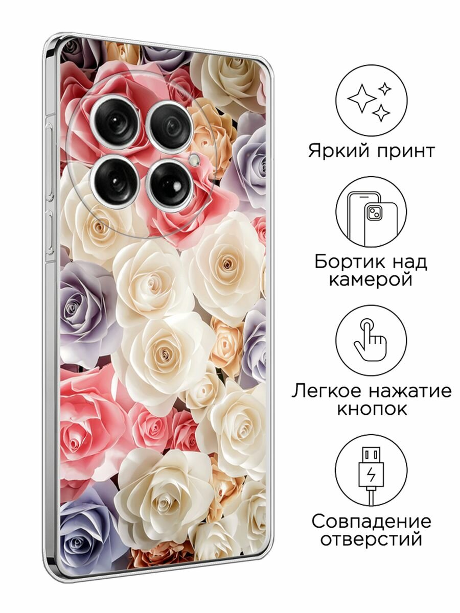 Чехол на OnePlus 13 / Ван Плас 13 с принтом "Пастельные розы" — фото 1