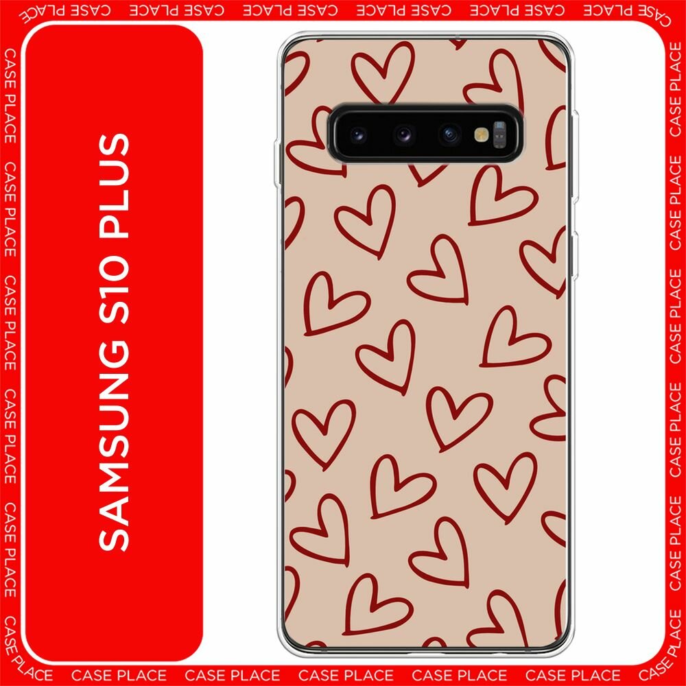 Чехол на Samsung Galaxy S10 + / Самсунг Галакси S10 Плюс с принтом "Little hearts doodles 1 - 14 февраля"