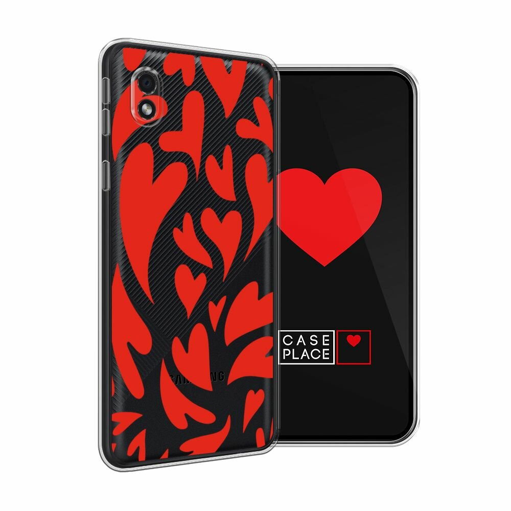 Чехол на Samsung Galaxy A01 Core / Самсунг Галакси А01 Core с принтом "Crazy hearts 2 - 14 февраля", прозрачный — фото 1