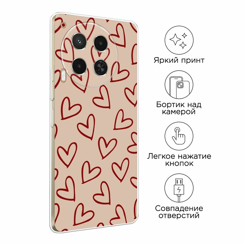 Чехол на Tecno Camon 30 4G / Текно Камон 30 4G с принтом "Little hearts doodles 1 - 14 февраля" — фото 1