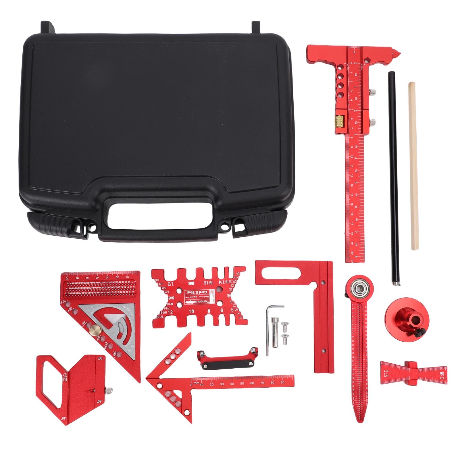 Набор инструментов для измерения деревообработки с ящиком для хранения Набор инструментов для макета проекта Точный и быстрый вспомогательный инструмент для сращивания деревянных досок