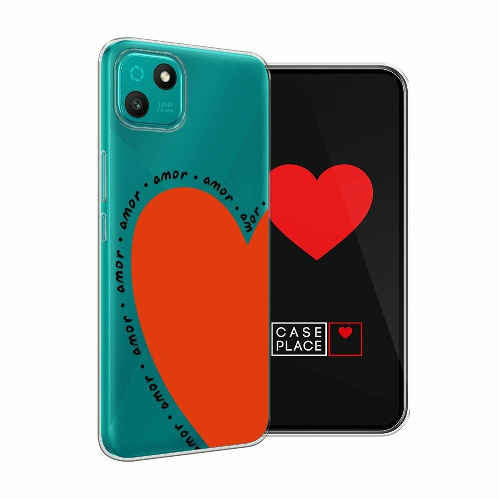 Чехол на Wiko T10 / Вико Т10 с принтом "amor heart 2 - 14 февраля", прозрачный — фото 1