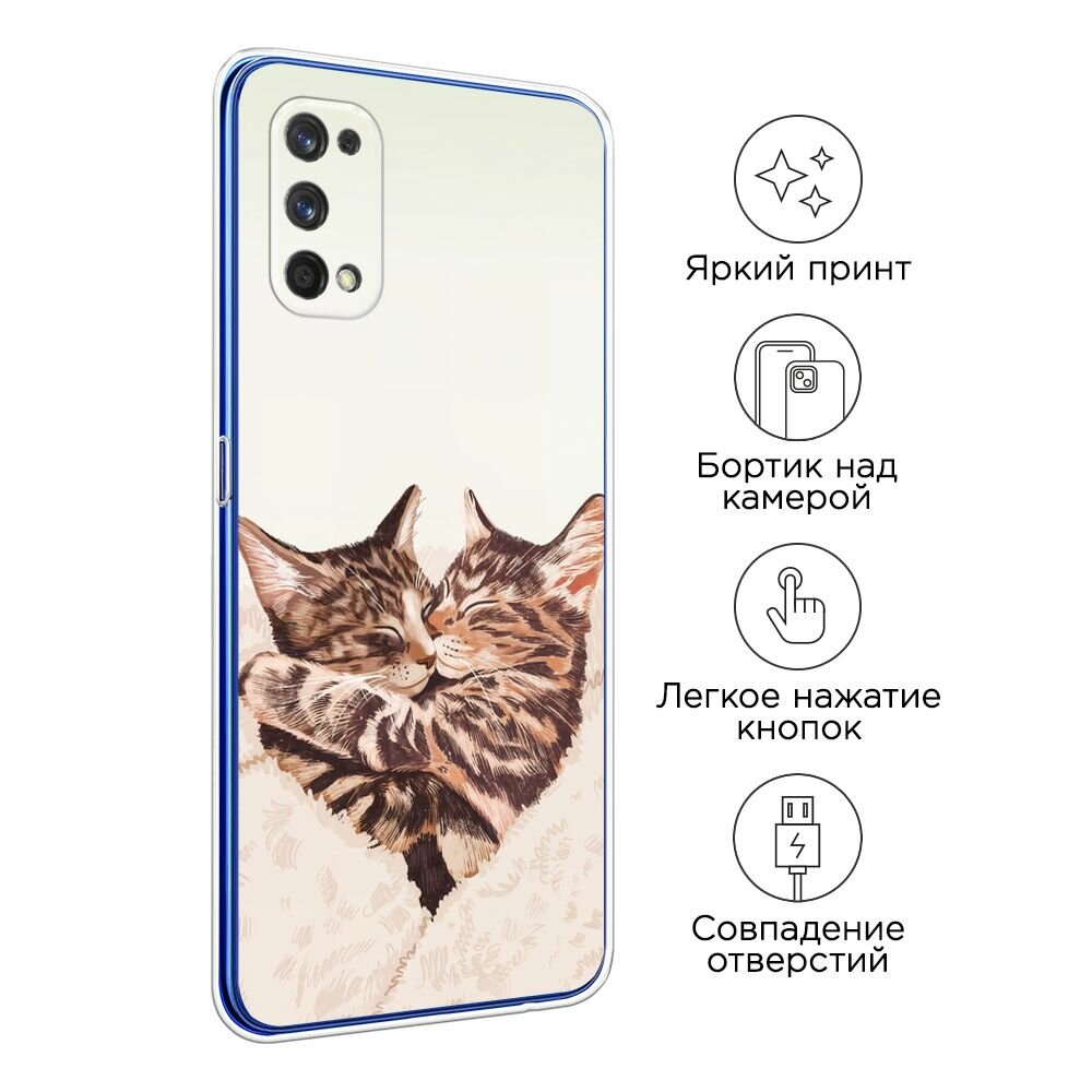 Чехол на Realme 7 Pro / Реалми 7 Про с принтом "Влюбленные котейки - 14 февраля" — фото 1