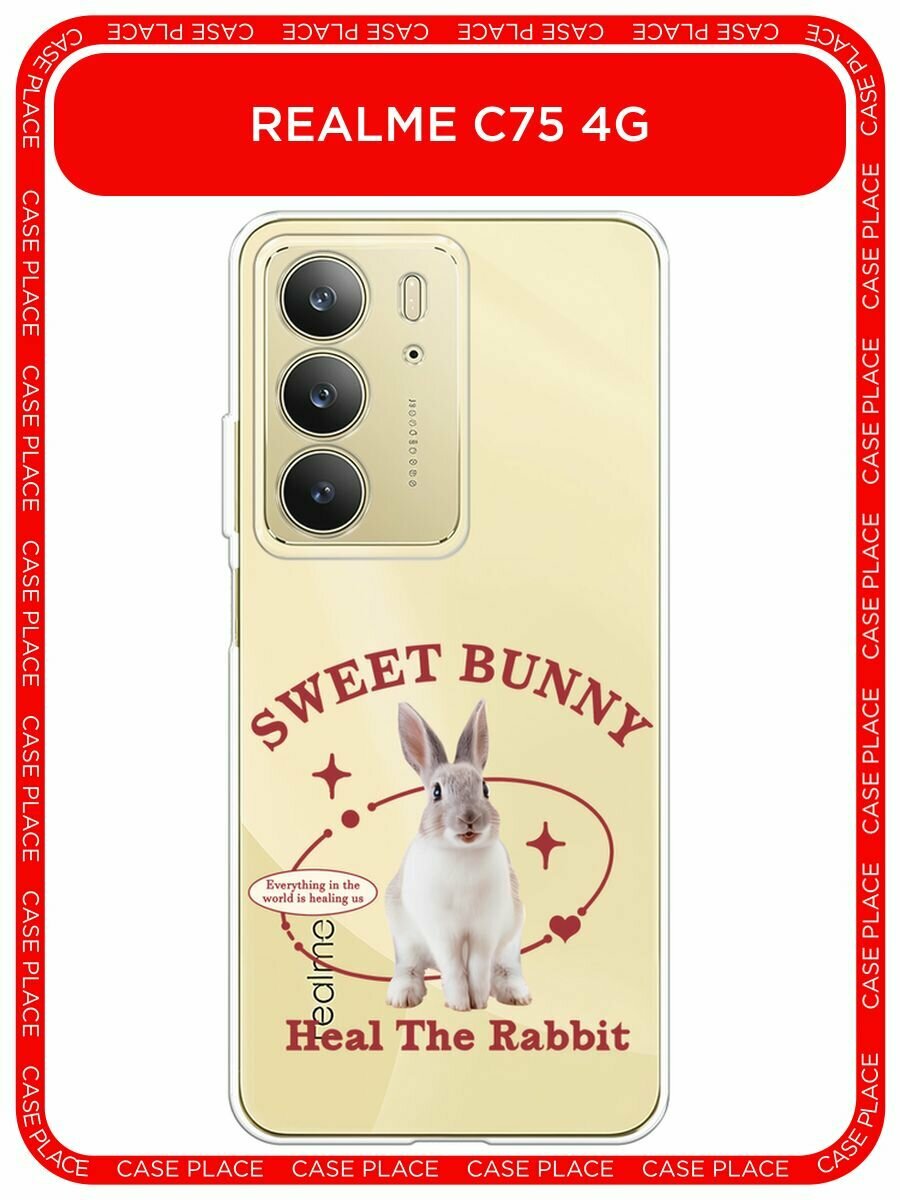 Чехол на Realme C75 4G / Реалми C75 4G с принтом "Heal the rabbit", прозрачный