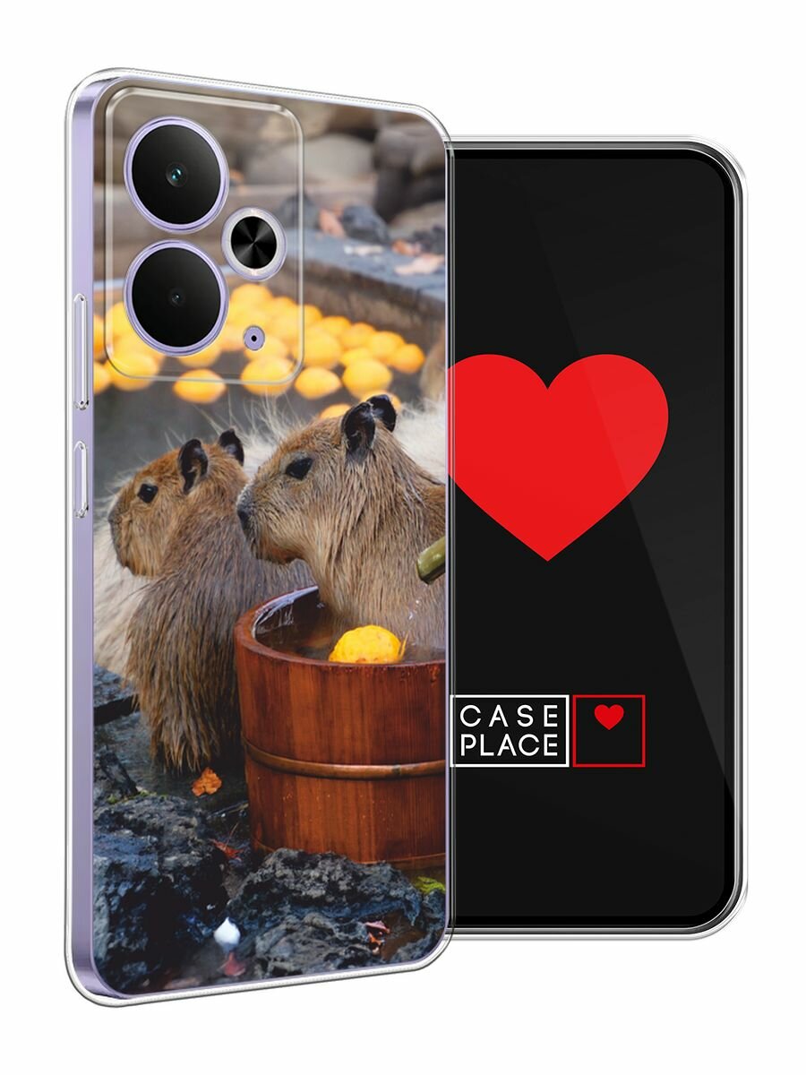 Чехол на Realme 14T / Реалми 14Т с принтом "Капибары отмокают" — фото 1