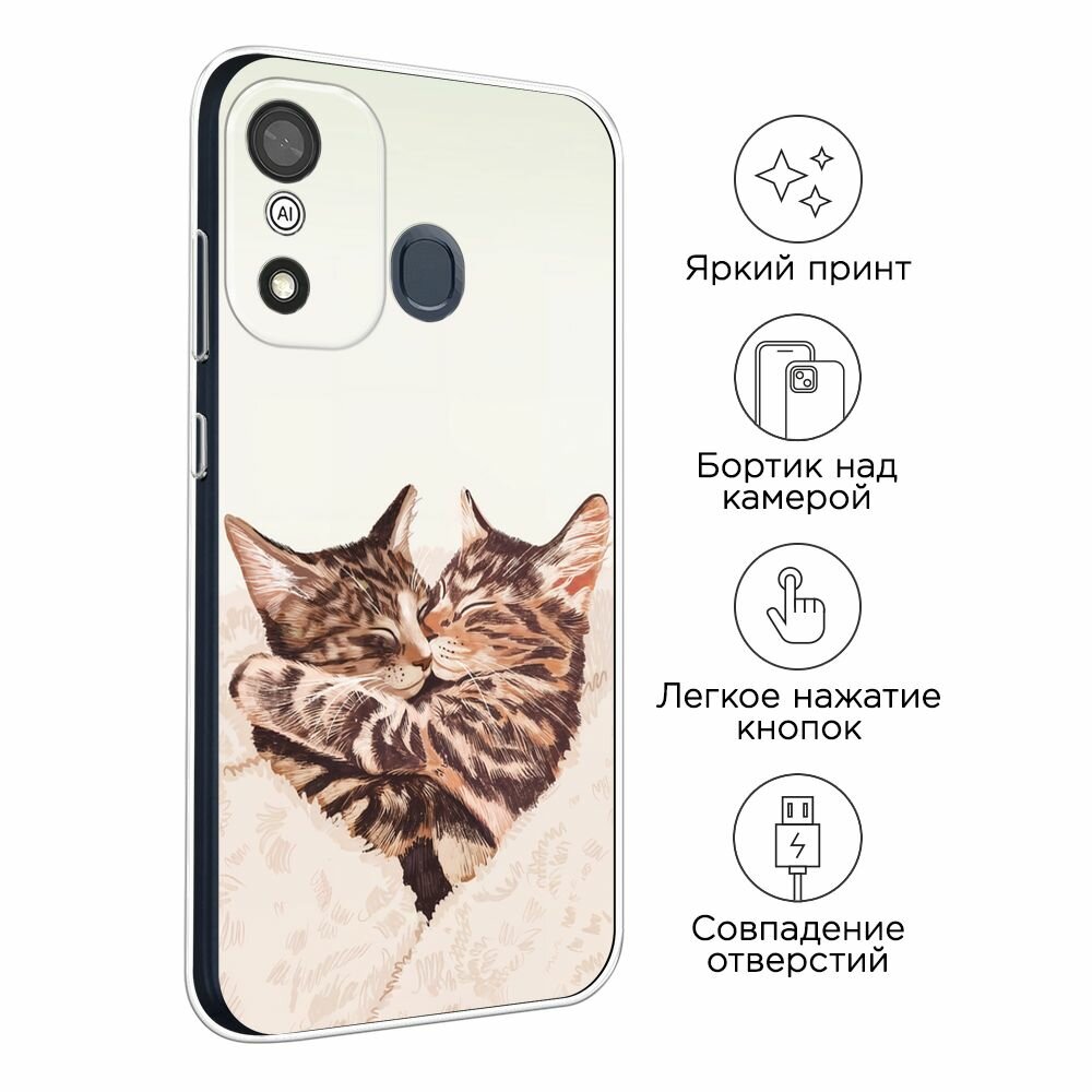 Чехол на Itel A27 / Ител А27 с принтом "Влюбленные котейки - 14 февраля" — фото 1