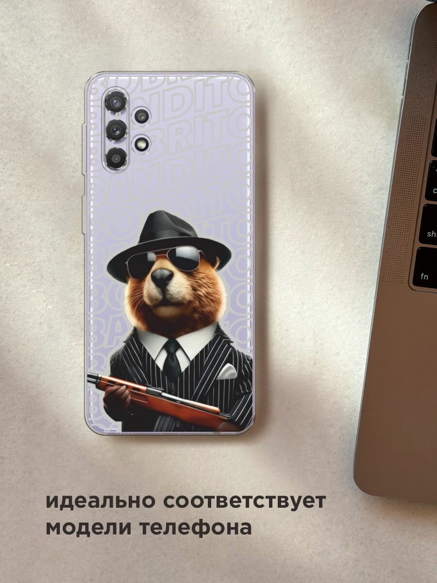 Чехол на Samsung Galaxy A32 / Самсунг Галакси А32 с принтом "Бобрито бандито 2", прозрачный — фото 1