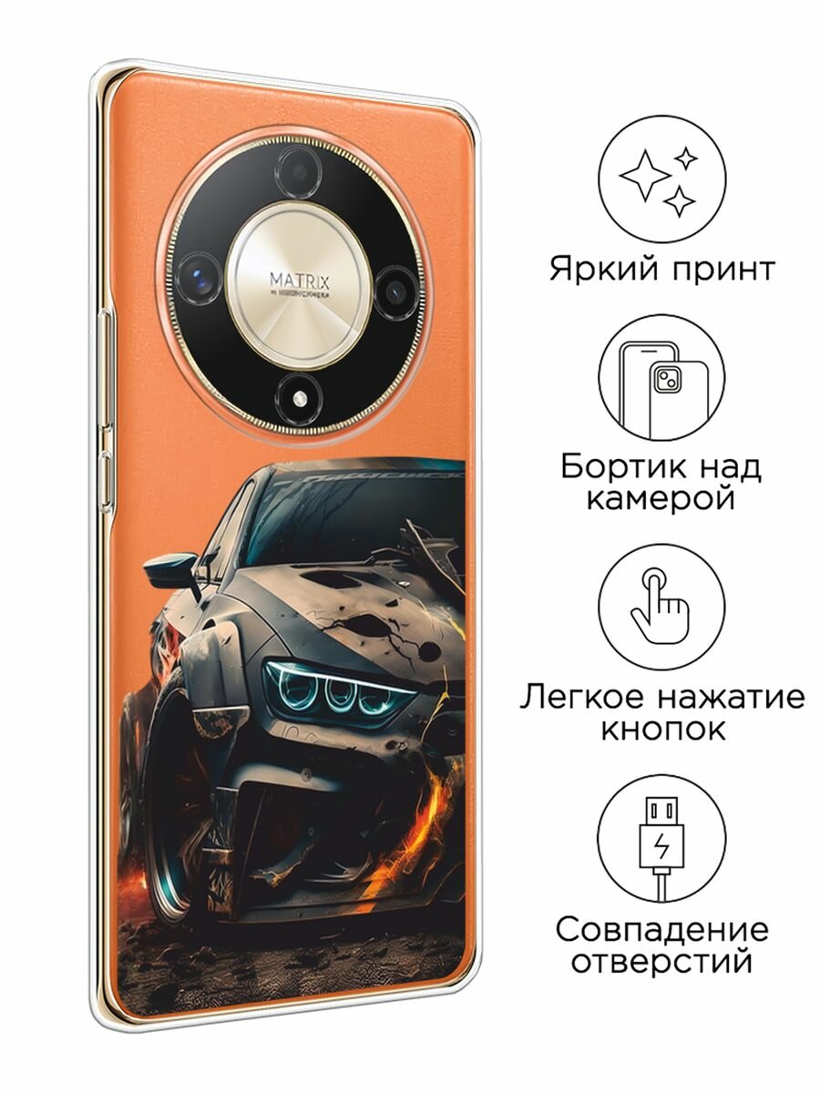 Чехол на Honor X9b / Хонор X9B с принтом "На износ", прозрачный — фото 1