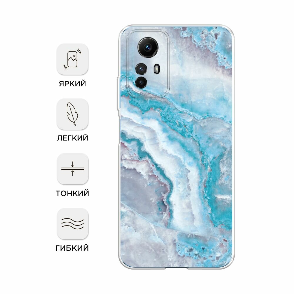 Чехол на Xiaomi Redmi Note 12S / Сяоми Редми Ноут 12S с принтом "Нежно-голубой мрамор" — фото 1