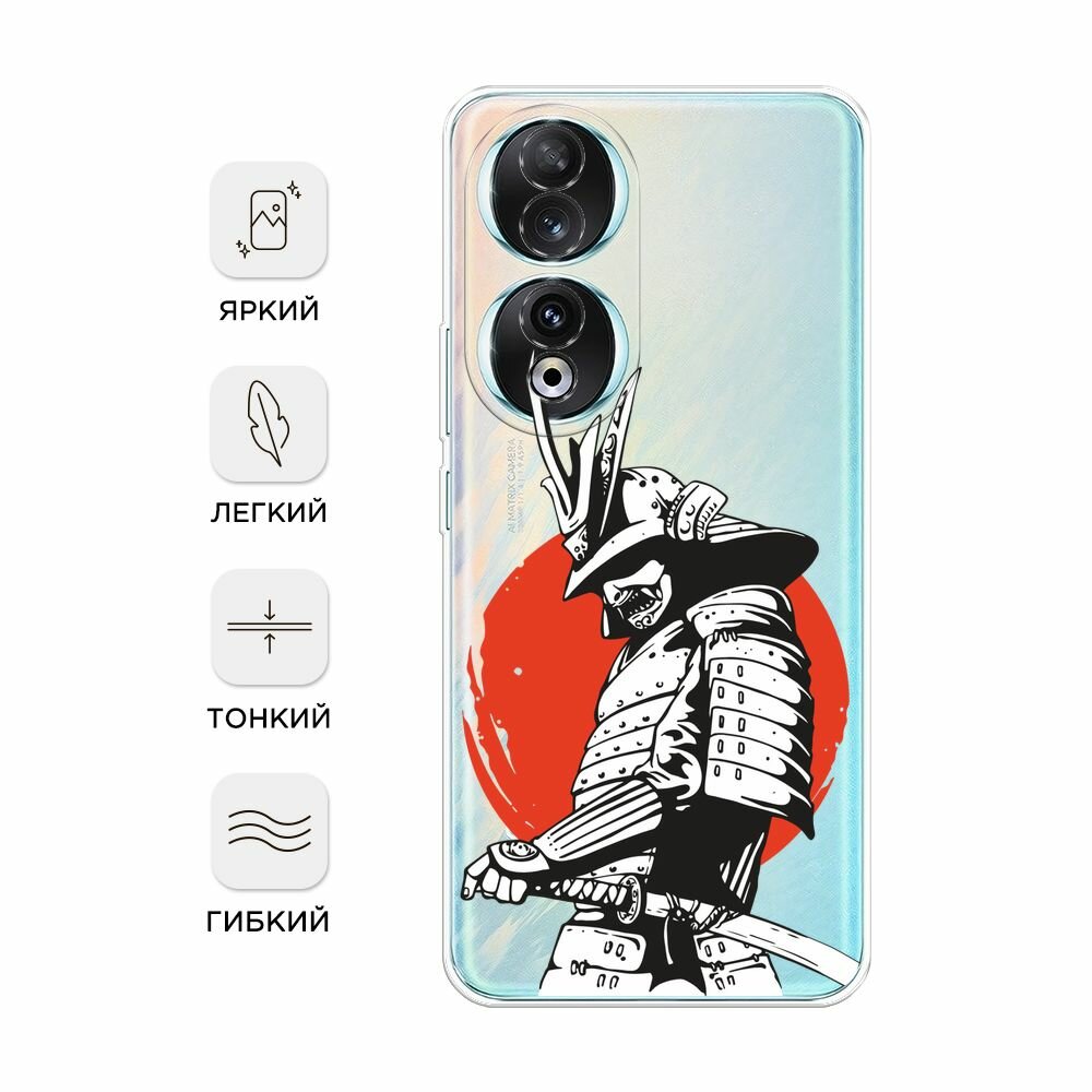 Чехол на Honor 90 / Хонор 90 с принтом Самурай с катаной, прозрачный — фото 1