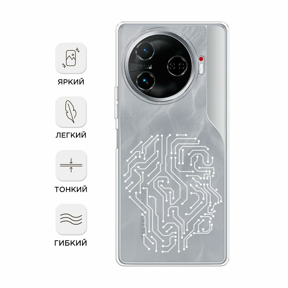 Чехол на Tecno Camon 30 Pro 5G / Текно Камон 30 Про 5G с принтом Мозг программиста, прозрачный — фото 1