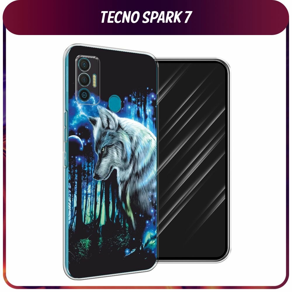 Чехол на Tecno Spark 7 / Техно Спарк 7 с принтом "Сказочный волк"