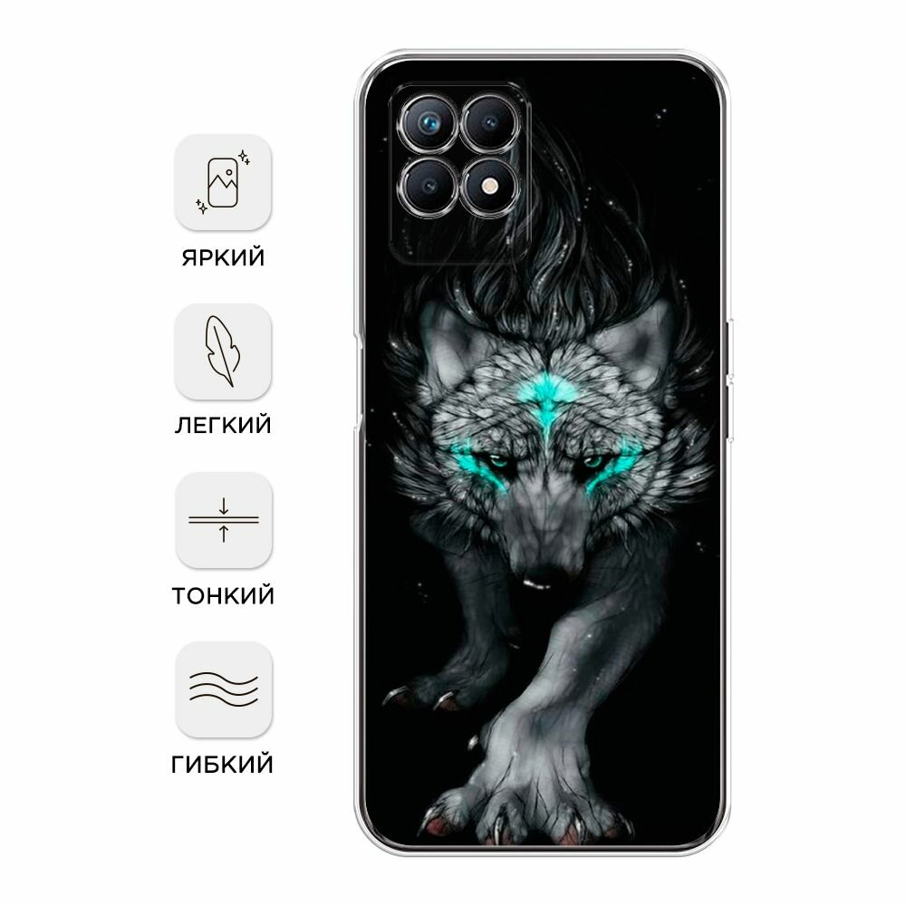 Силиконовый чехол на Realme 8i / Реалми 8i с принтом "Крадущийся волк" — фото 1