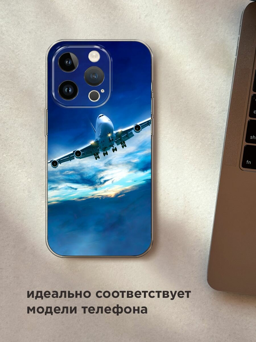 Чехол на Apple iPhone 14 Pro / Айфон 14 Про с принтом "Самолет в небе" — фото 1