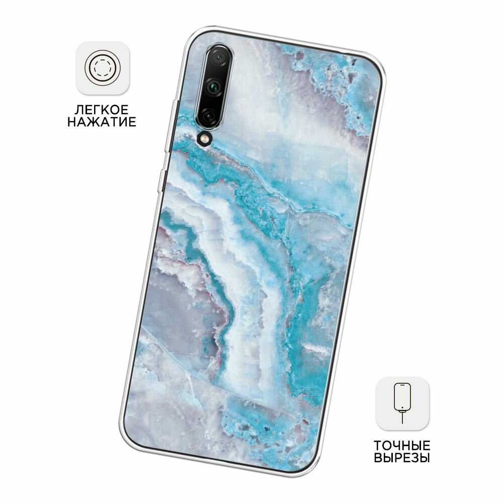 Чехол на Honor 30i / Хонор 30i с принтом "Нежно-голубой мрамор" — фото 1