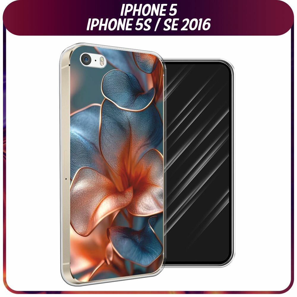 Чехол на Apple iPhone 5/5S/SE / Айфон 5/5S/SE с принтом "Жемчужные цветы"