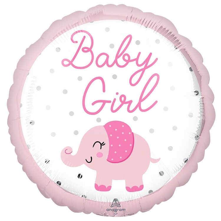 Воздушный шарик Anagram 18", Baby Girl, слоник розовый