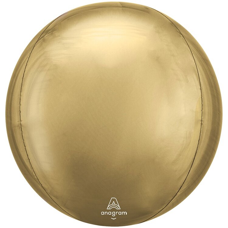 Воздушный шарик Anagram 3D сфера, без рисунка, 21", металлик, White Gold