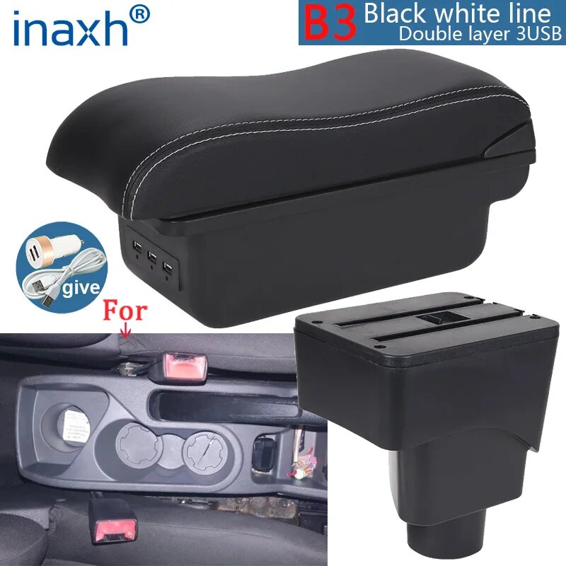 Подлокотник-органайзер Для Ford EcoSport 2013-2017, Кожа/пластик ABS, Аксессуар Для Тюнинга Салона