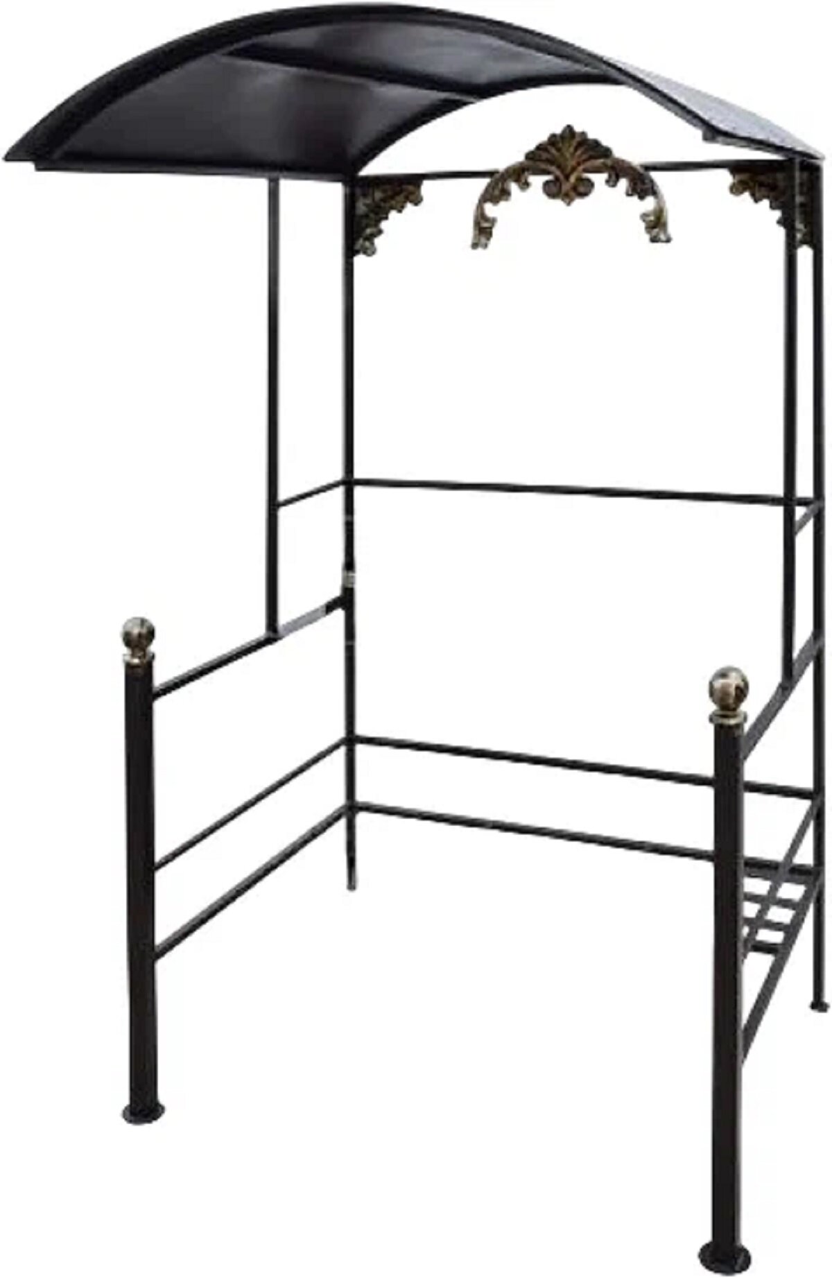 Навес "Кармен", для мангала, цельносварной, с крышей, черный, золотистый